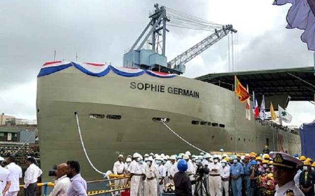Colombo Dockyard launches latest ship Sophie Germain, built for Orange ...