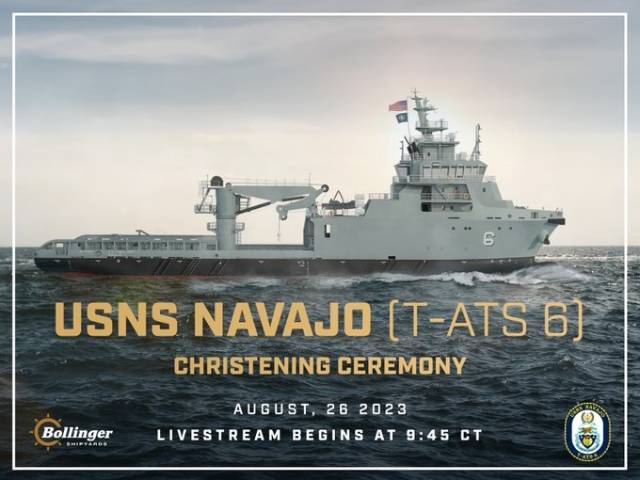 Bollinger Shipyards Christens Lead US Navy Towing And Salvage Ship ...