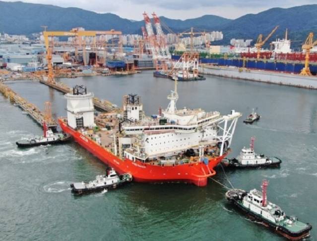 Hanwha Ocean Launches Korea’s First Large Offshore Wind Turbine Installation Vessel - VesselFinder